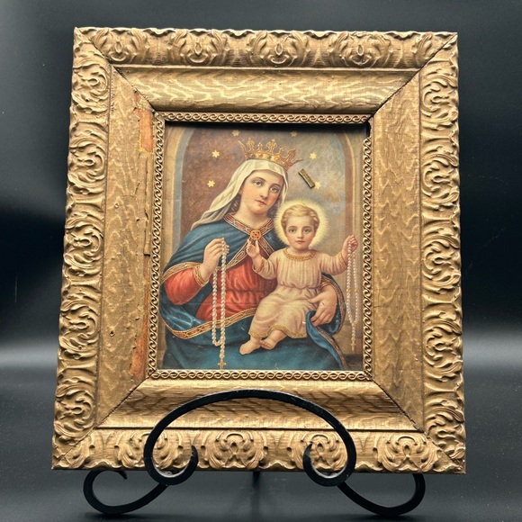 Vintage | Wall Decor | Antique Wood And Gesso Gold Frame Madonna And ...